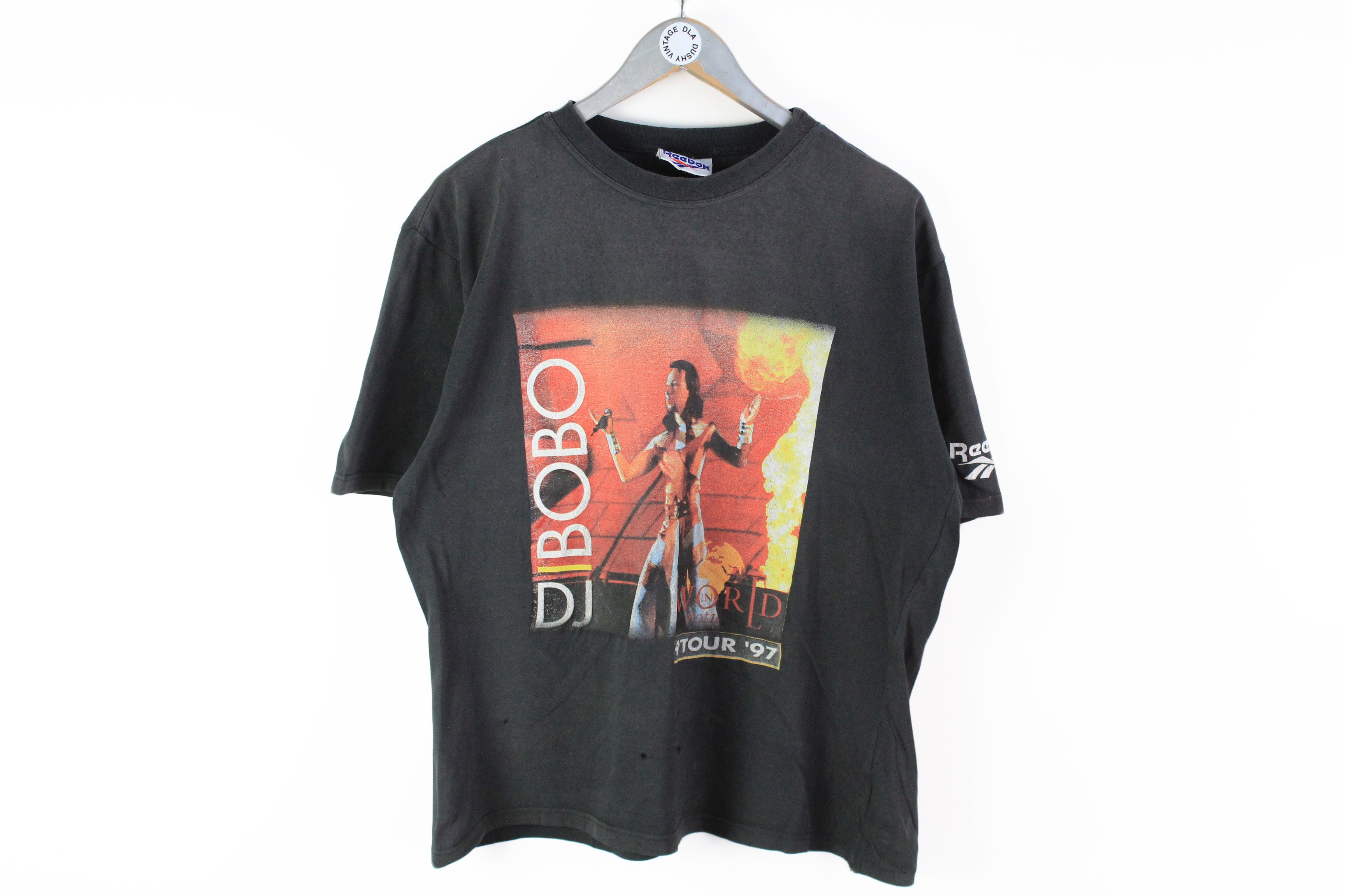 Vintage Reebok DJ Bobo 1997 World In Motion Tour T-Shirt Medium – dla dushy
